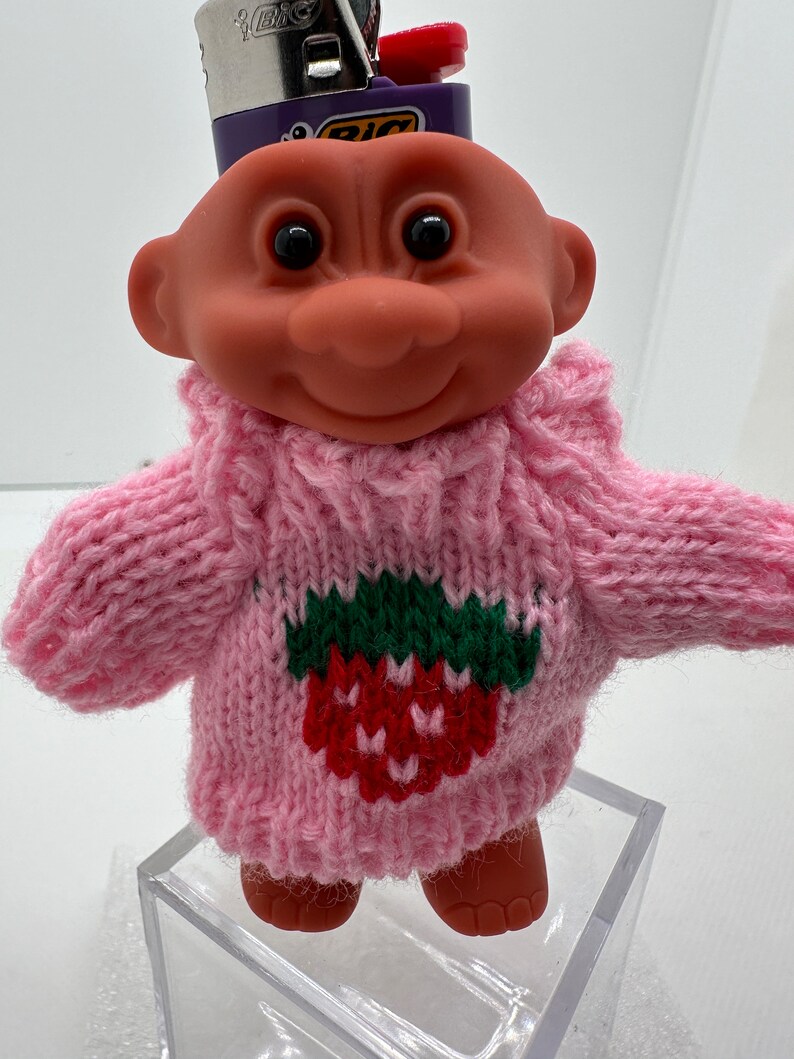 Fuzzy, Naked Troll, Pink Strawberry Fuzzy Sweater, Bright Pink Yellow ...
