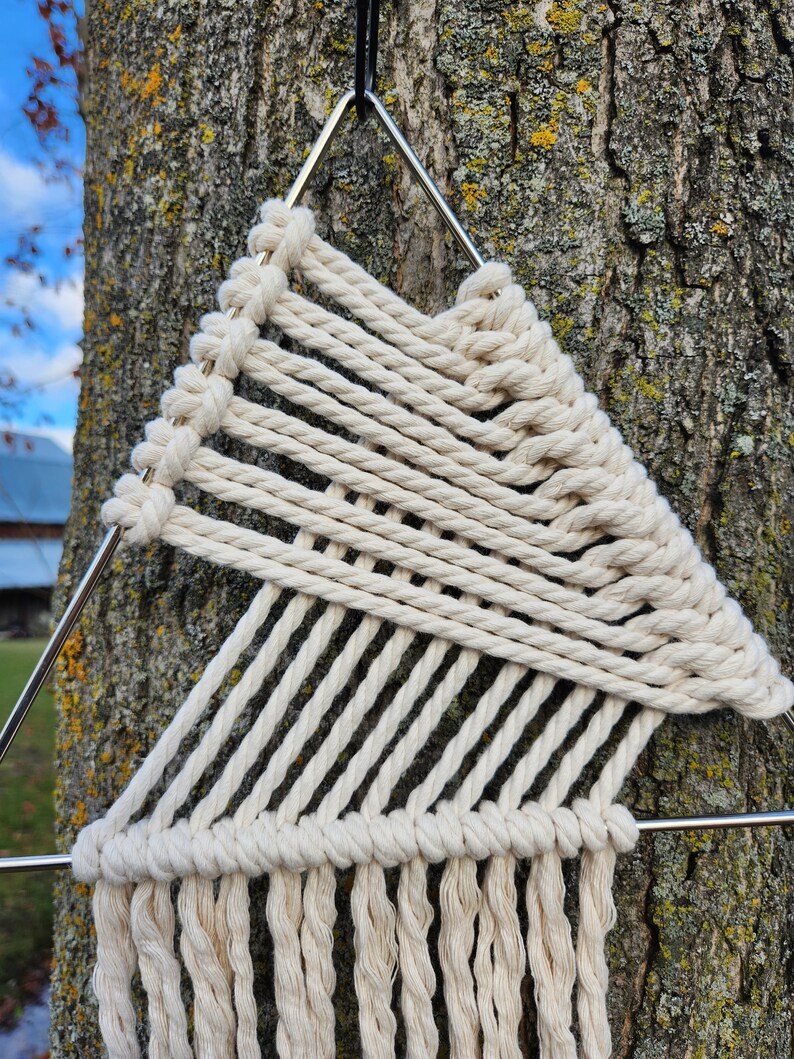 Modern Macrame Triangle Wall Decor, Recycled Cotton Cord - Etsy