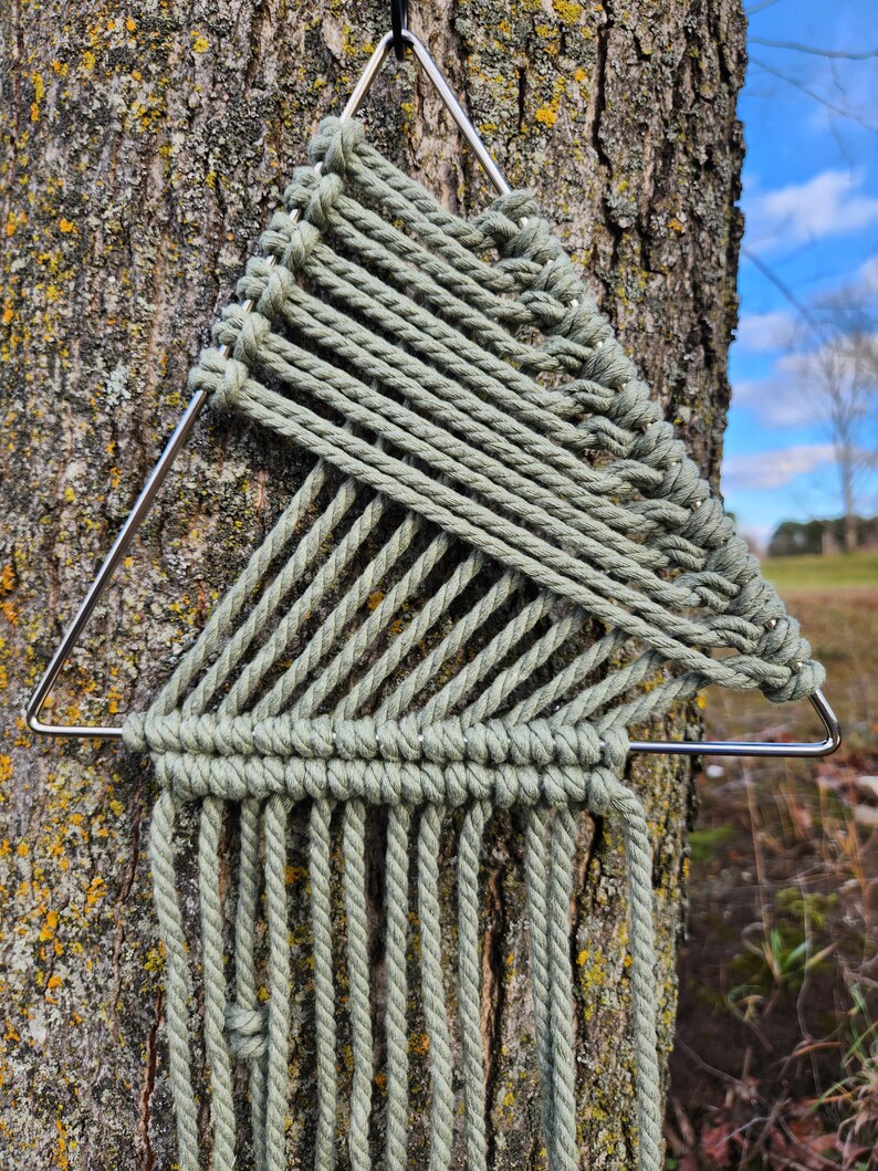 Modern Macrame Triangle Wall Decor, Recycled Cotton Cord - Etsy