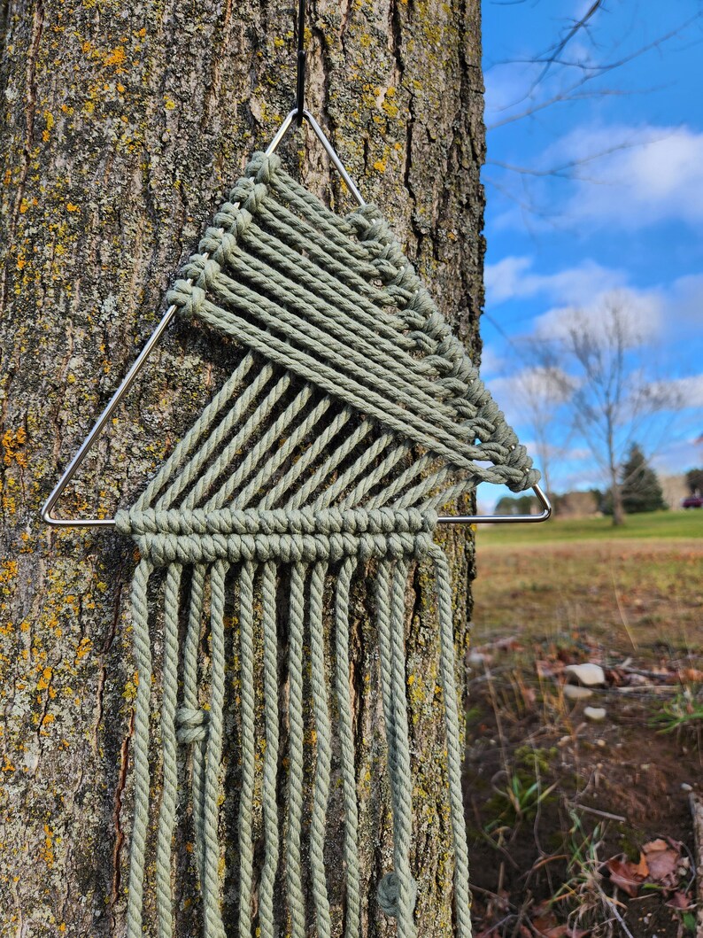 Modern Macrame Triangle Wall Decor, Recycled Cotton Cord - Etsy