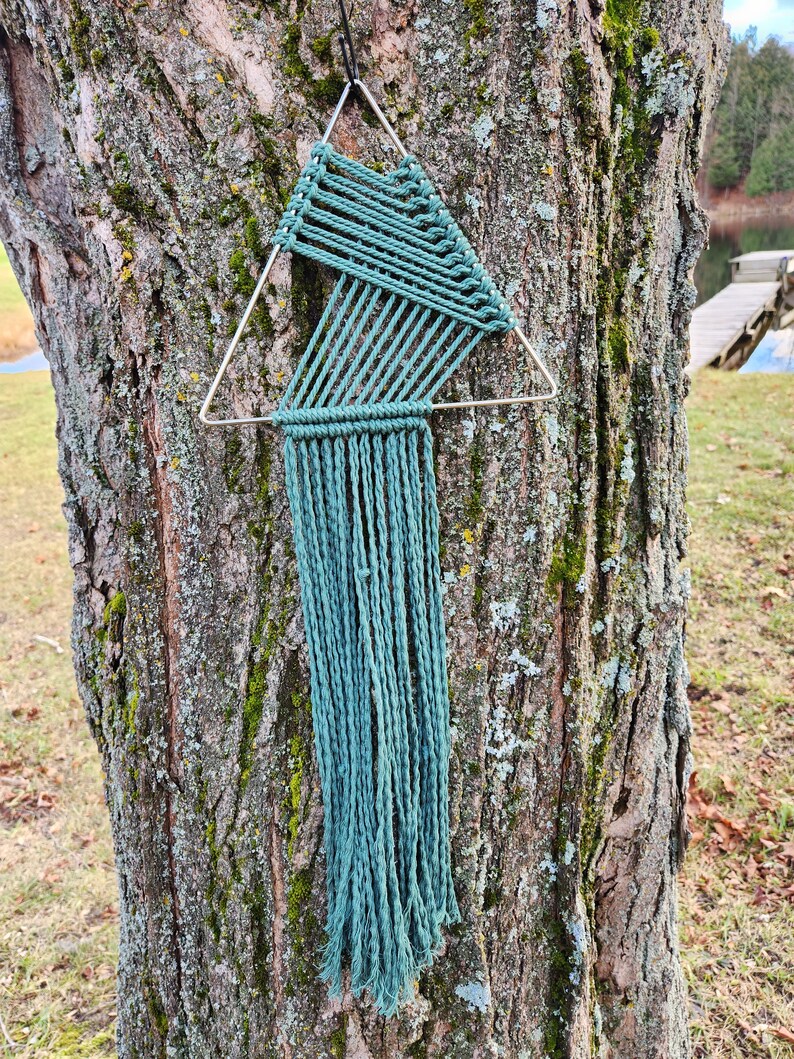 Modern Macrame Triangle Wall Decor, Recycled Cotton Cord - Etsy