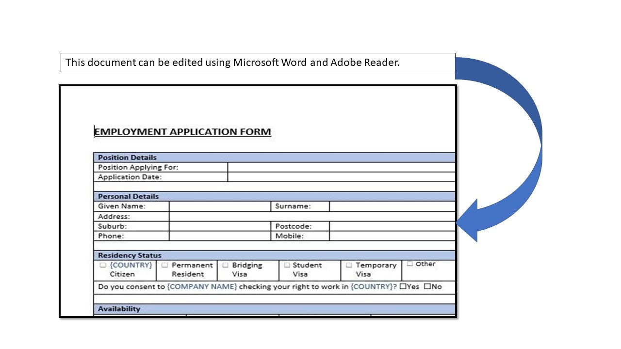 HR - Employment Application Form(word Printable & Editable) - Etsy