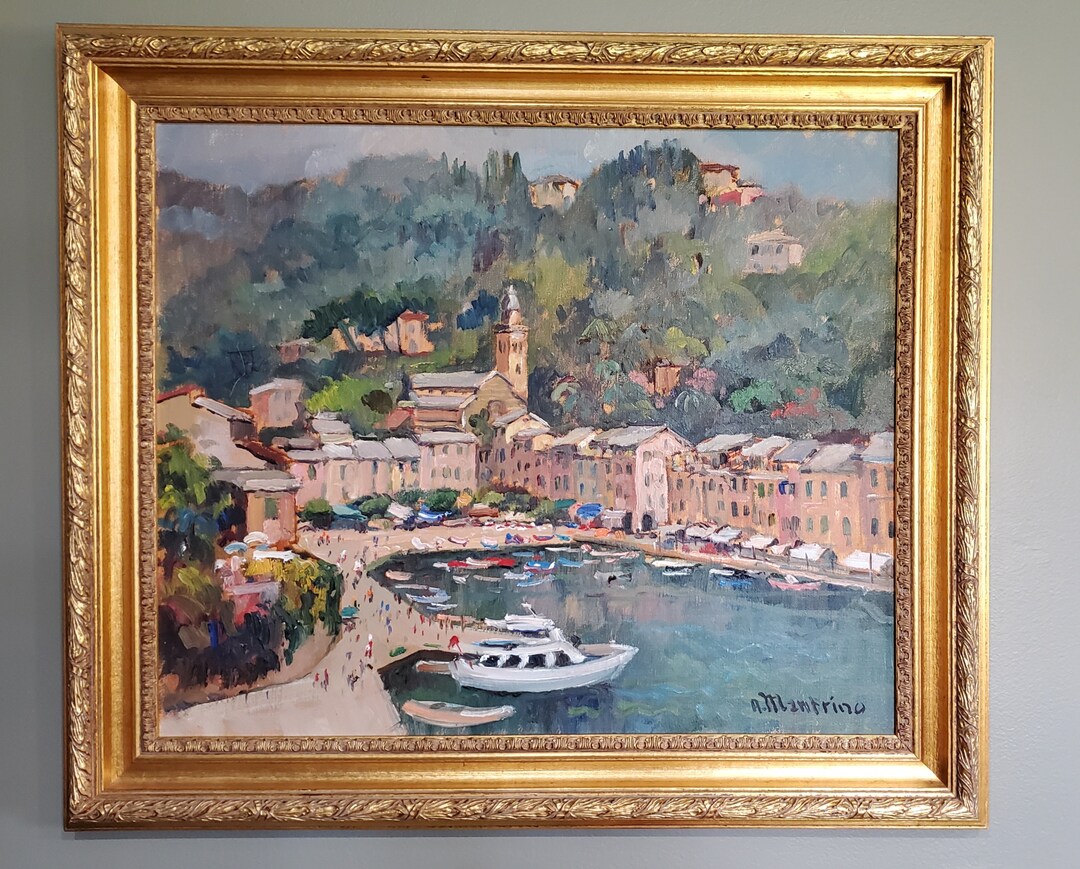 Portofino, Italy by Italian Artist Antonio Manfrino b.1927-d.2002 Oil ...