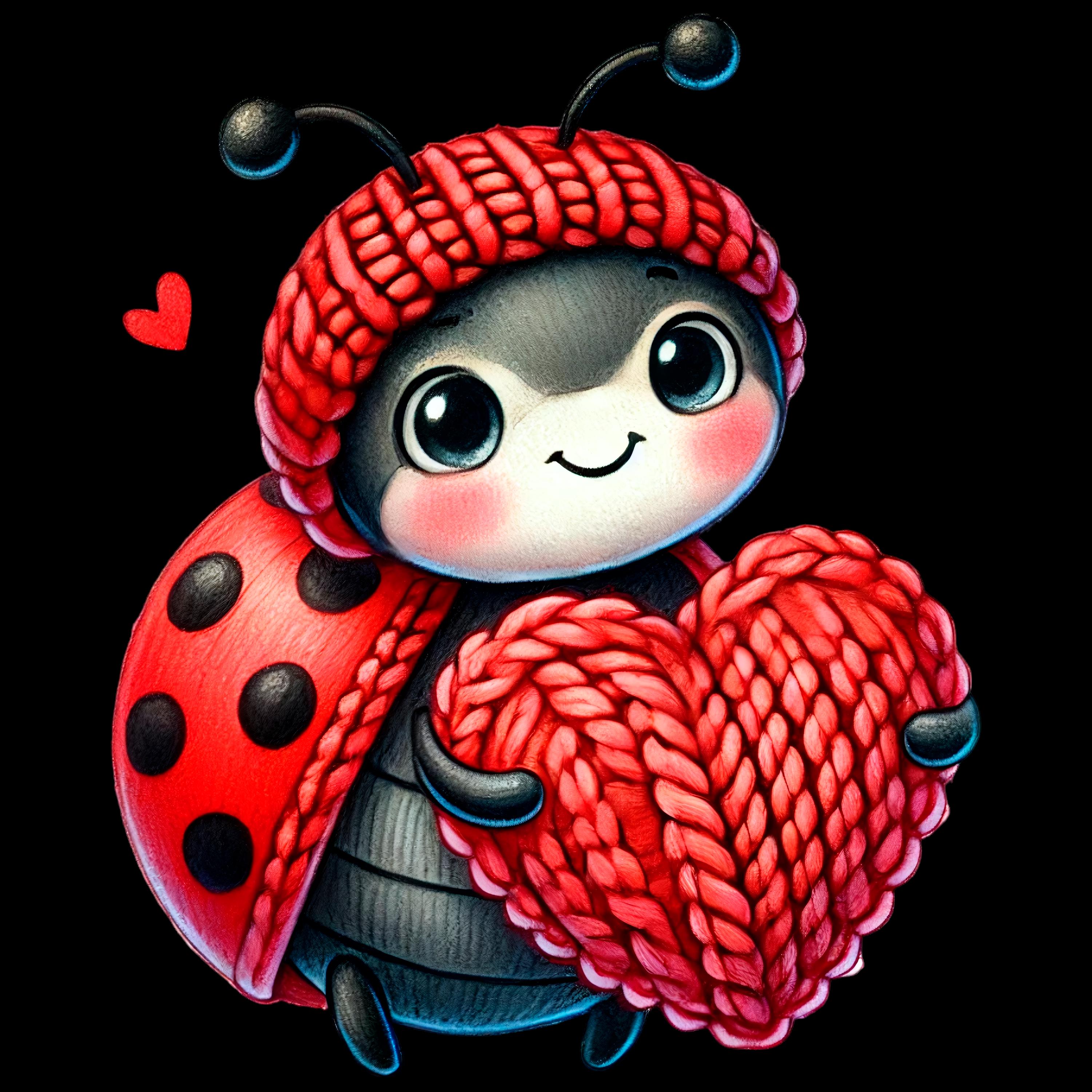 Knit Ladybug Holding Heart Clipart, Valentine Sublimation (PNG, SVG ...
