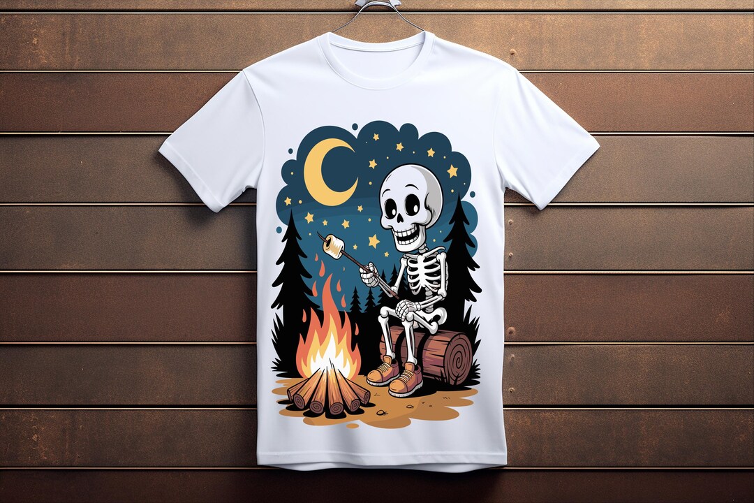 Skeleton Campfire Clipart: Halloween Marshmallow Bonfire PNG (digital ...
