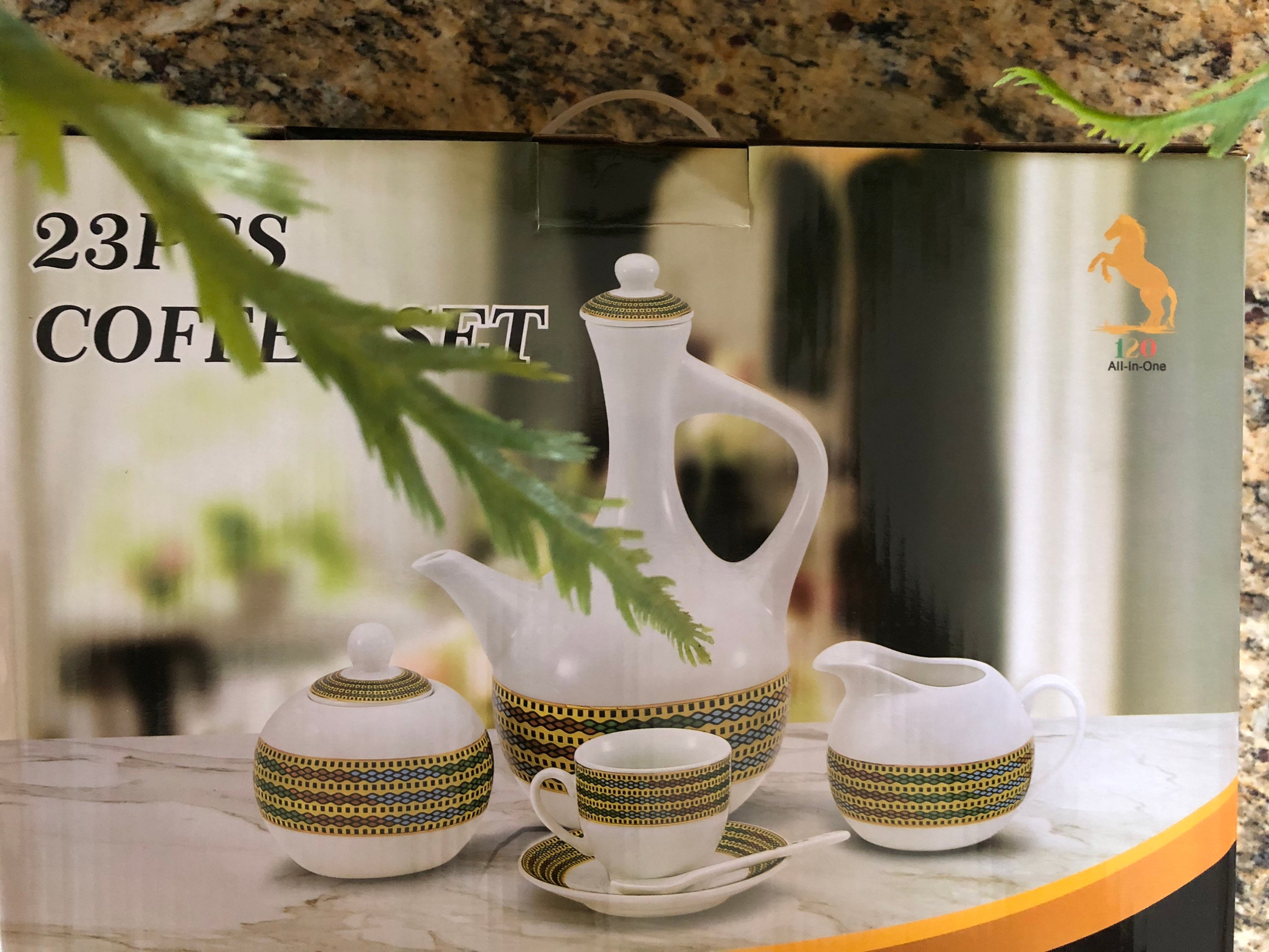 23 Pcs Ethiopian /eritrean NEW Tilet Design Coffee Ceremony Set, TEBEB Edition. Jebena,6 Cups, 6 ...