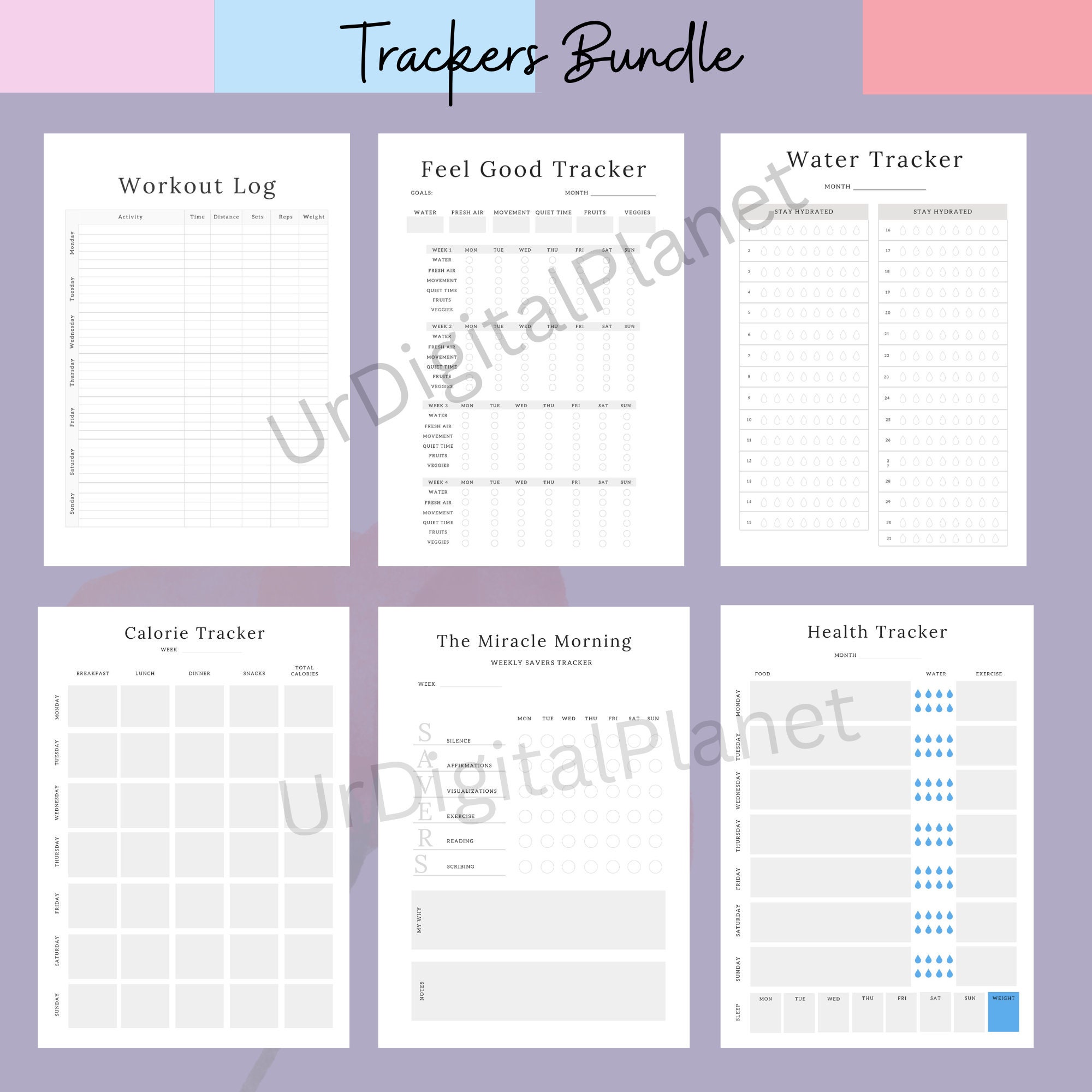 Trackers Bundle Digital, Printable Trackers Template, Different ...