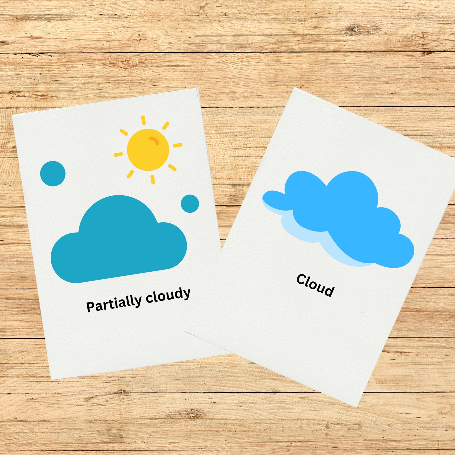 12 Weather Cards Montessori Flashcards Pre-school Cards Rainbow ...