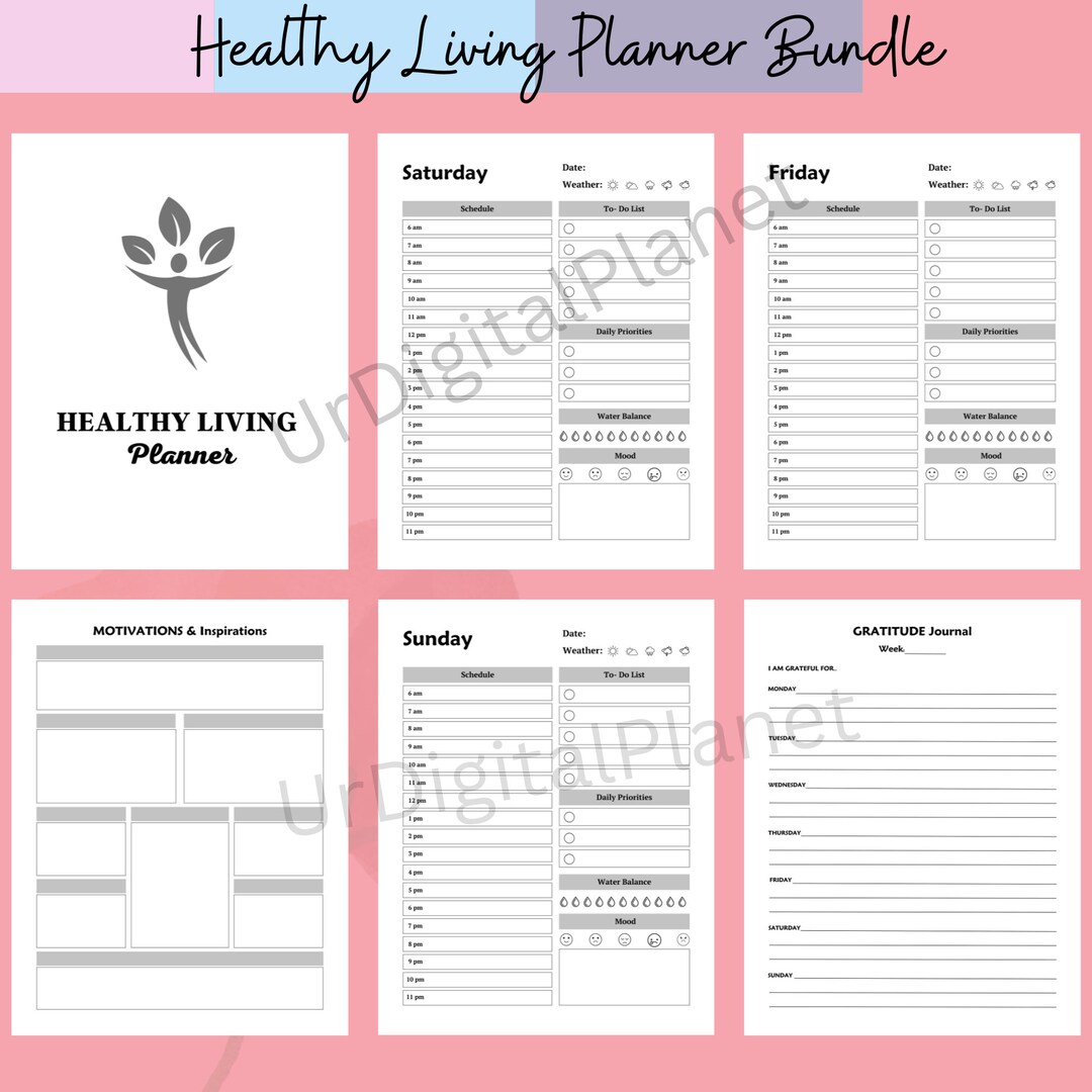 Healthy Living Planner Printable, Self Care Planner, Weight Loss ...