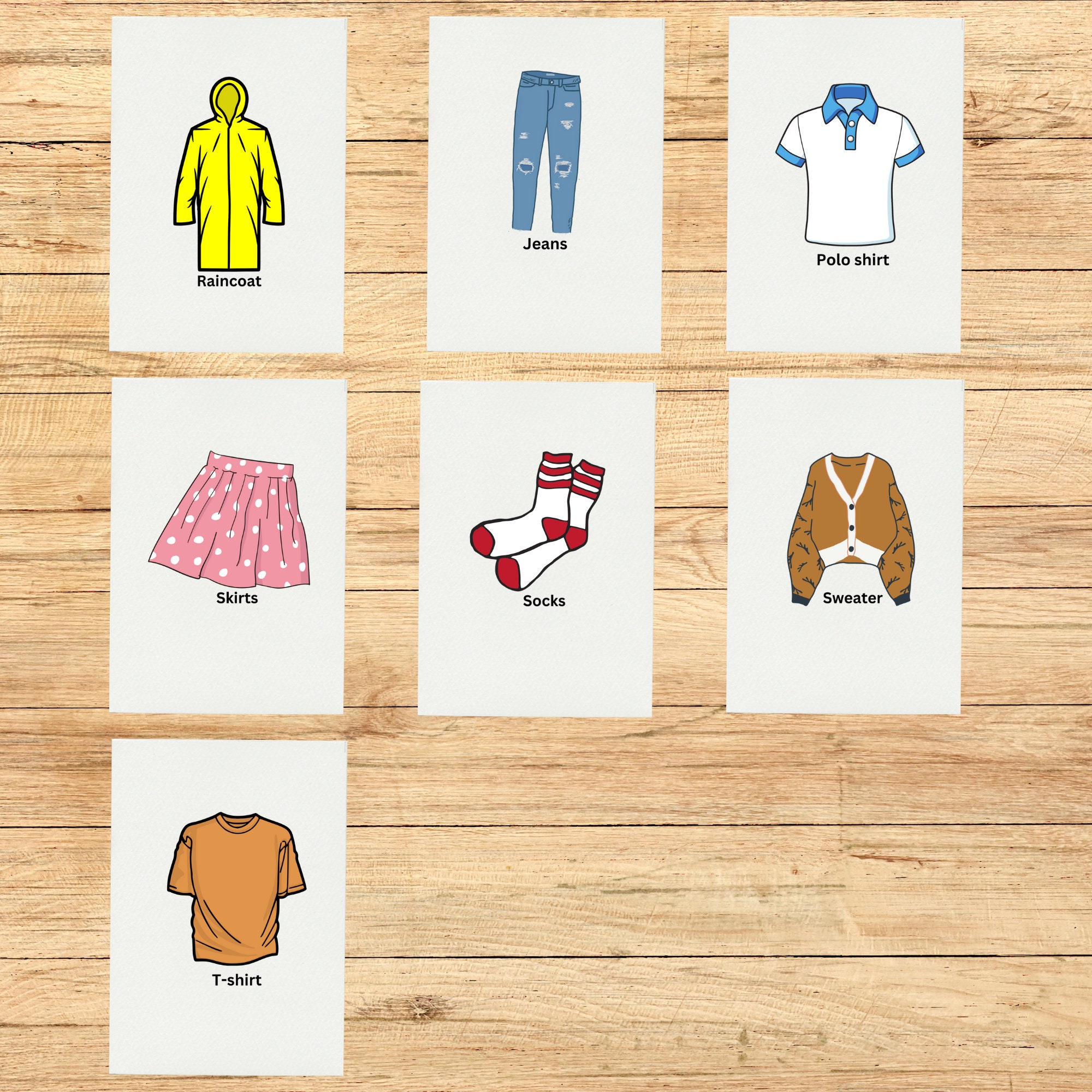 Clothes Flashcards | Editable Montessori Cards | PDF Printable Card ...
