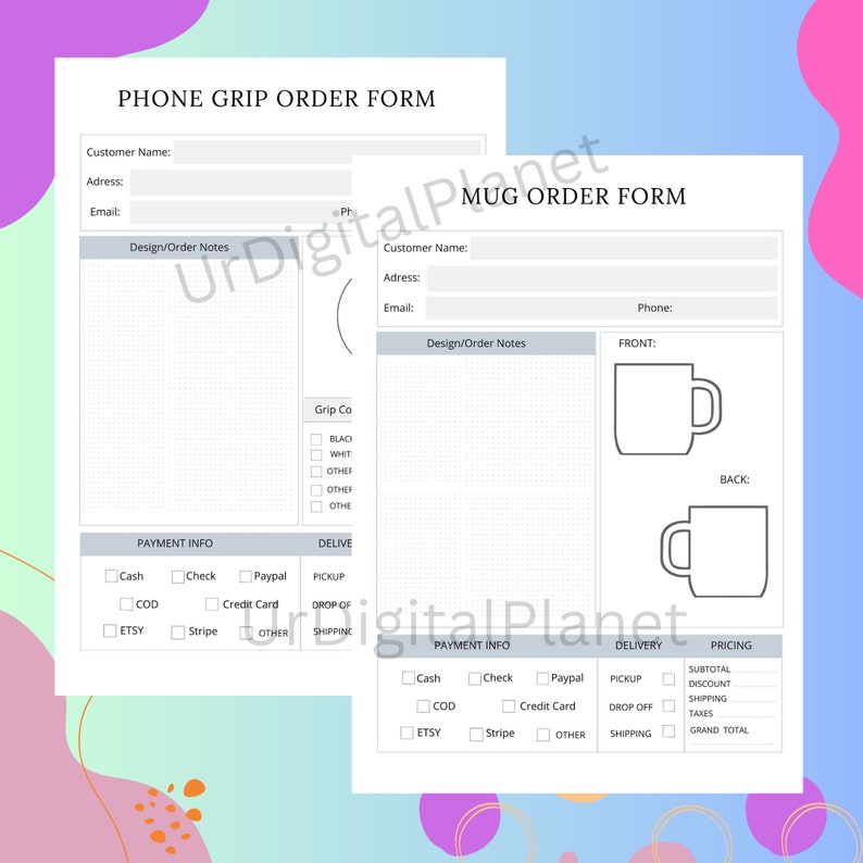 Printable Order Forms Bundle, Editable Order Forms Template - Etsy