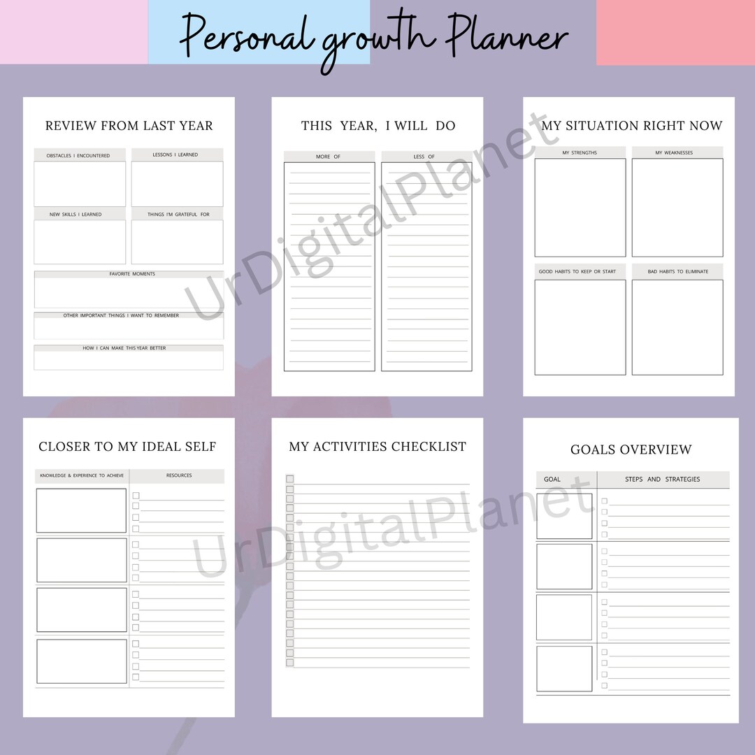 Personal Growth Planner Digital, Personal Development Printable ...