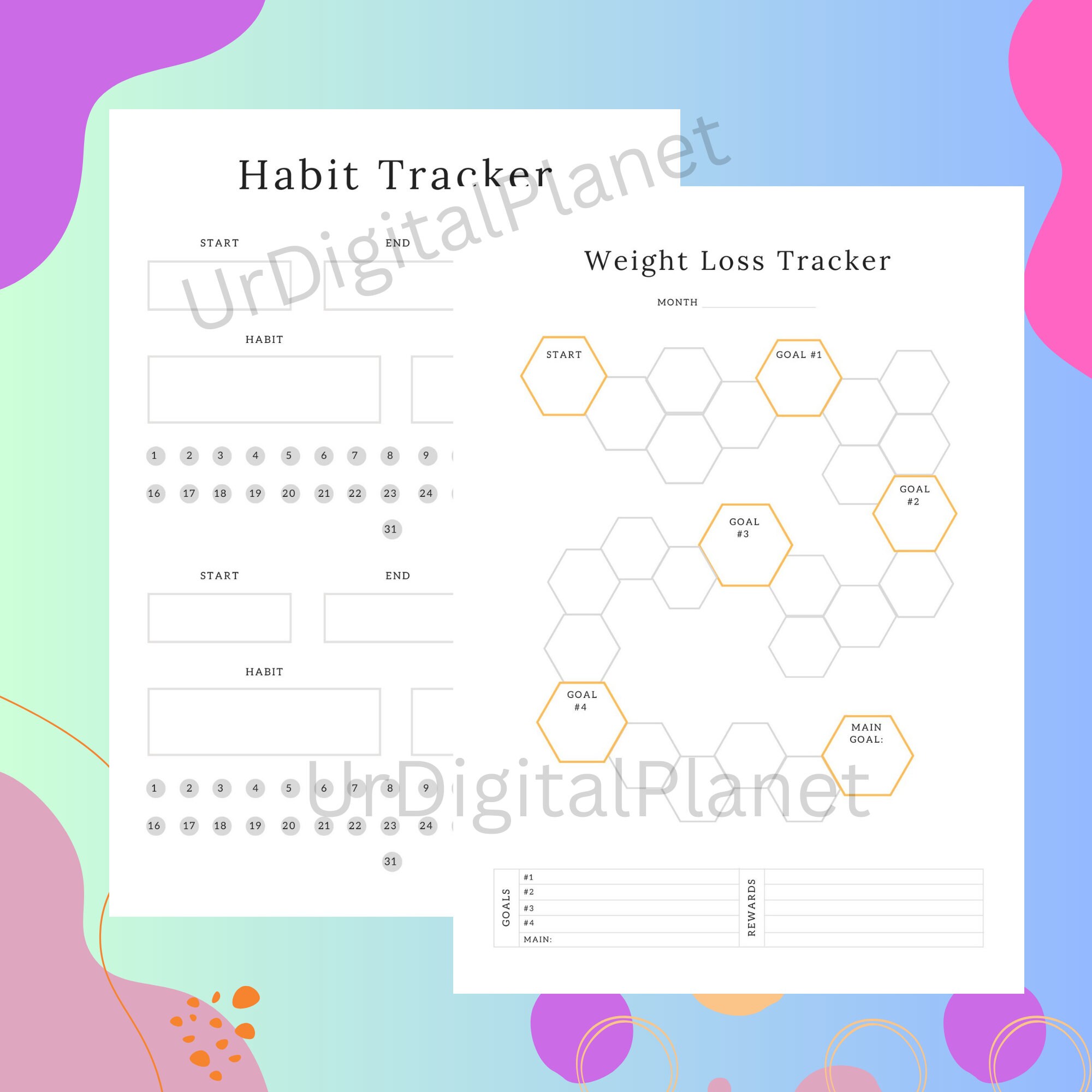 Trackers Bundle Digital, Printable Trackers Template, Different ...
