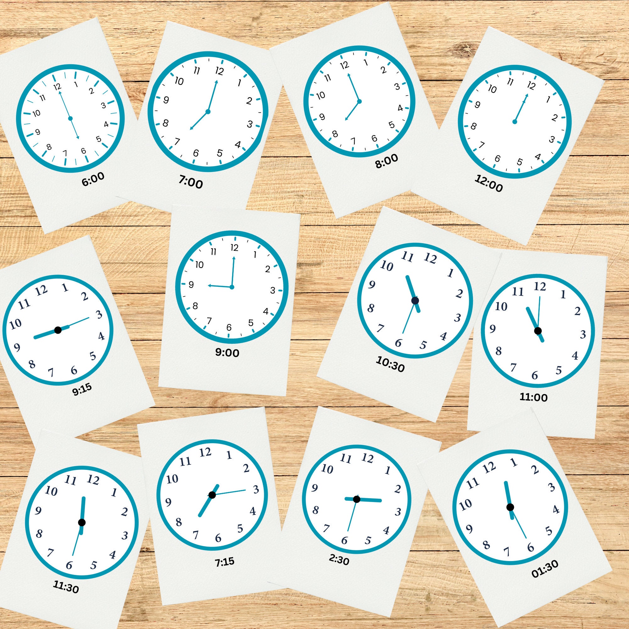 Educational Printable Editable PDF Clock Hours Time Montessori Cards ...