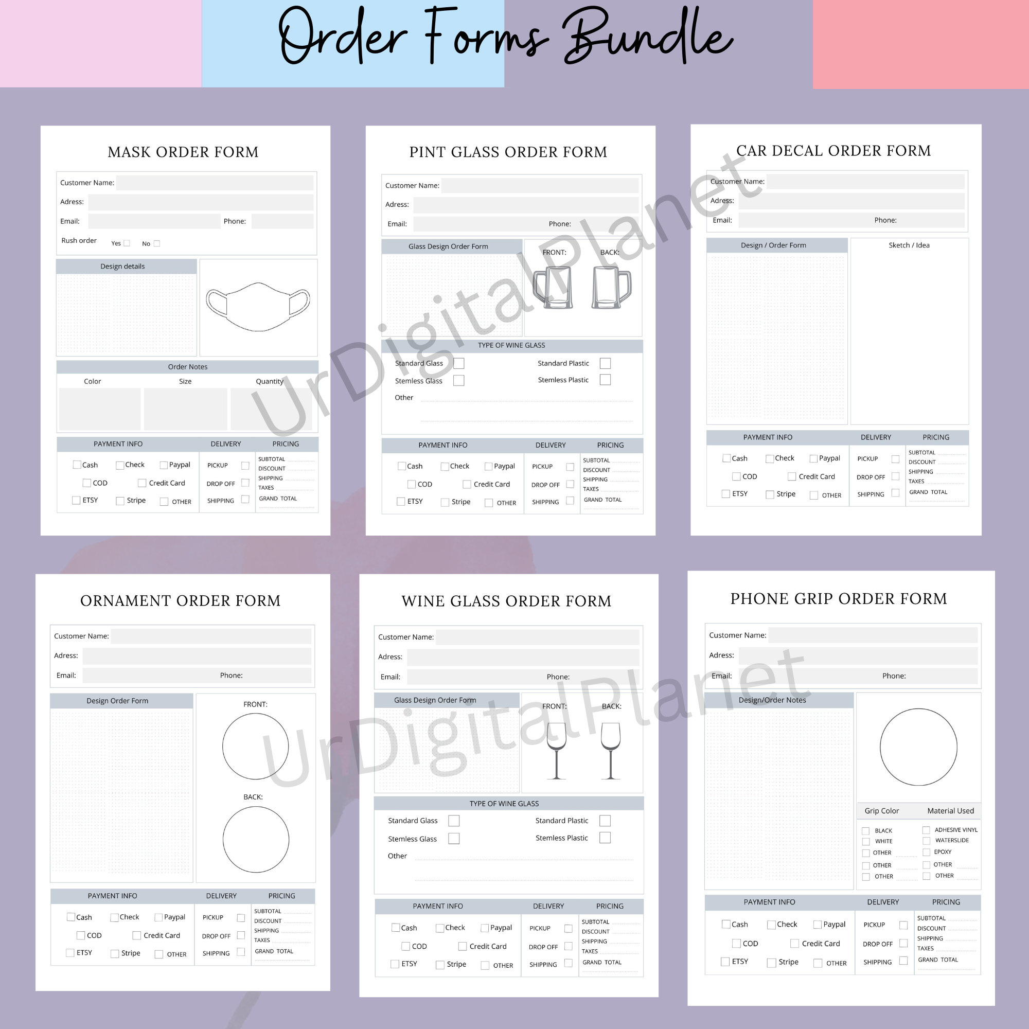 Printable Order Forms Bundle, Editable Order Forms Template - Etsy