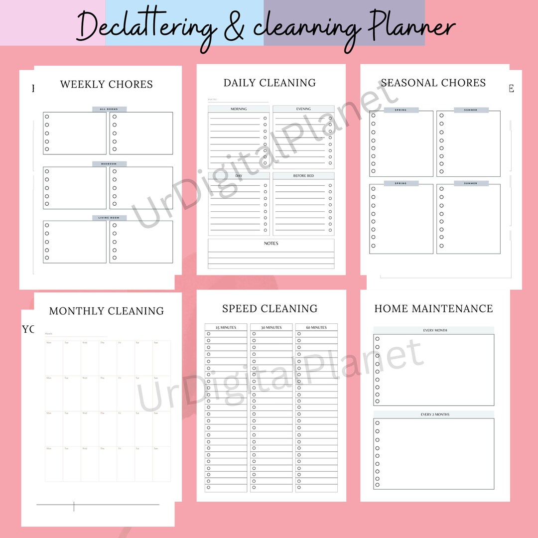Decluttering Planner Digital, Cleaning Planner Digital, Printable ...