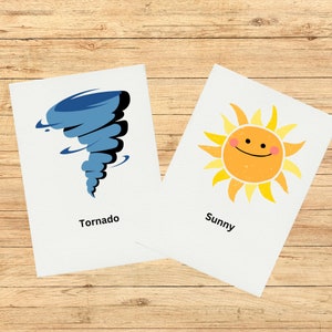 12 Weather Cards Montessori Flashcards Pre-school Cards Rainbow ...