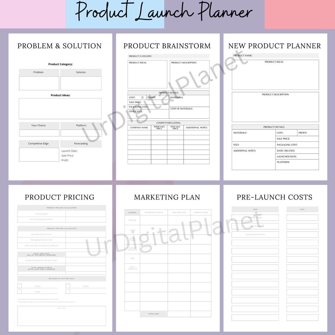 Product Launch Planner Digital, Promotion Launch Planner, Product ...
