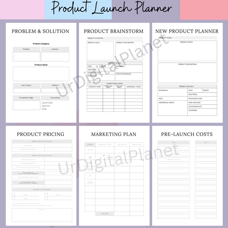 Product Launch Planner Digital, Promotion Launch Planner, Product ...