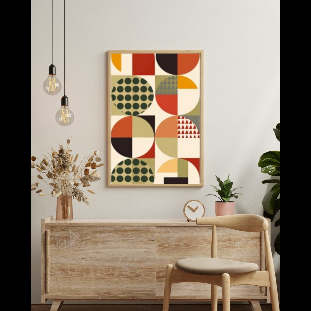 Mid Century Modern, Neutral Color Prints, Handmade Home Decor, Boho ...