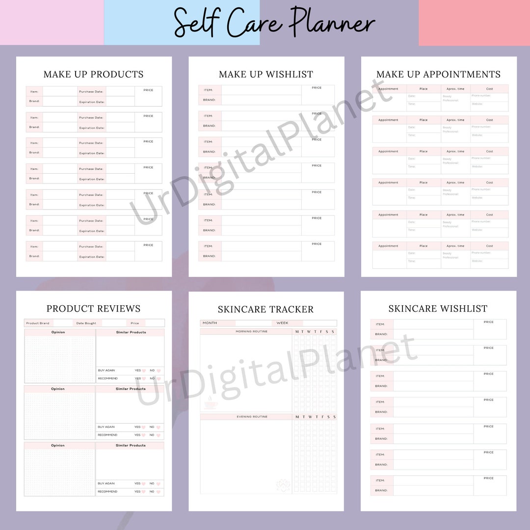 Self Care Planner Digital, Canva Template Bundle, Self Care Templates ...