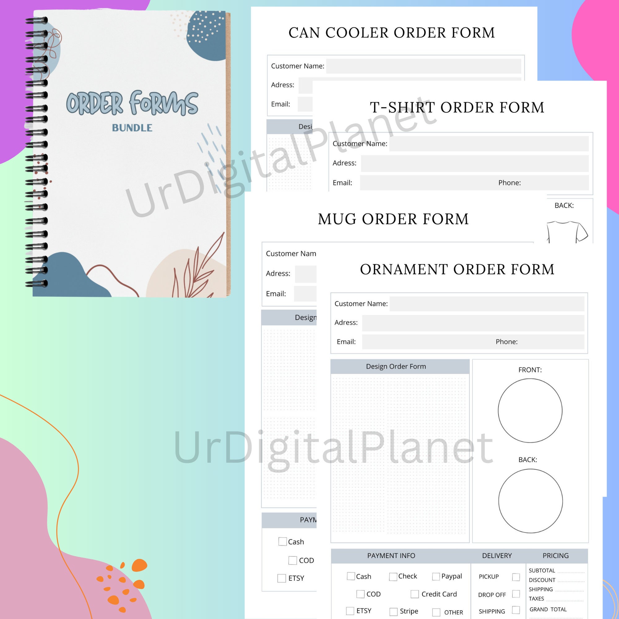 Printable Order Forms Bundle, Editable Order Forms Template - Etsy
