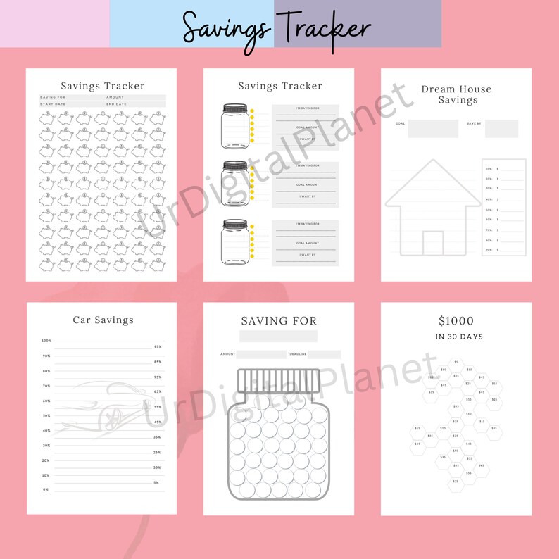 Savings Tracker Digital, Printable Savings Tracker, Money Savings ...