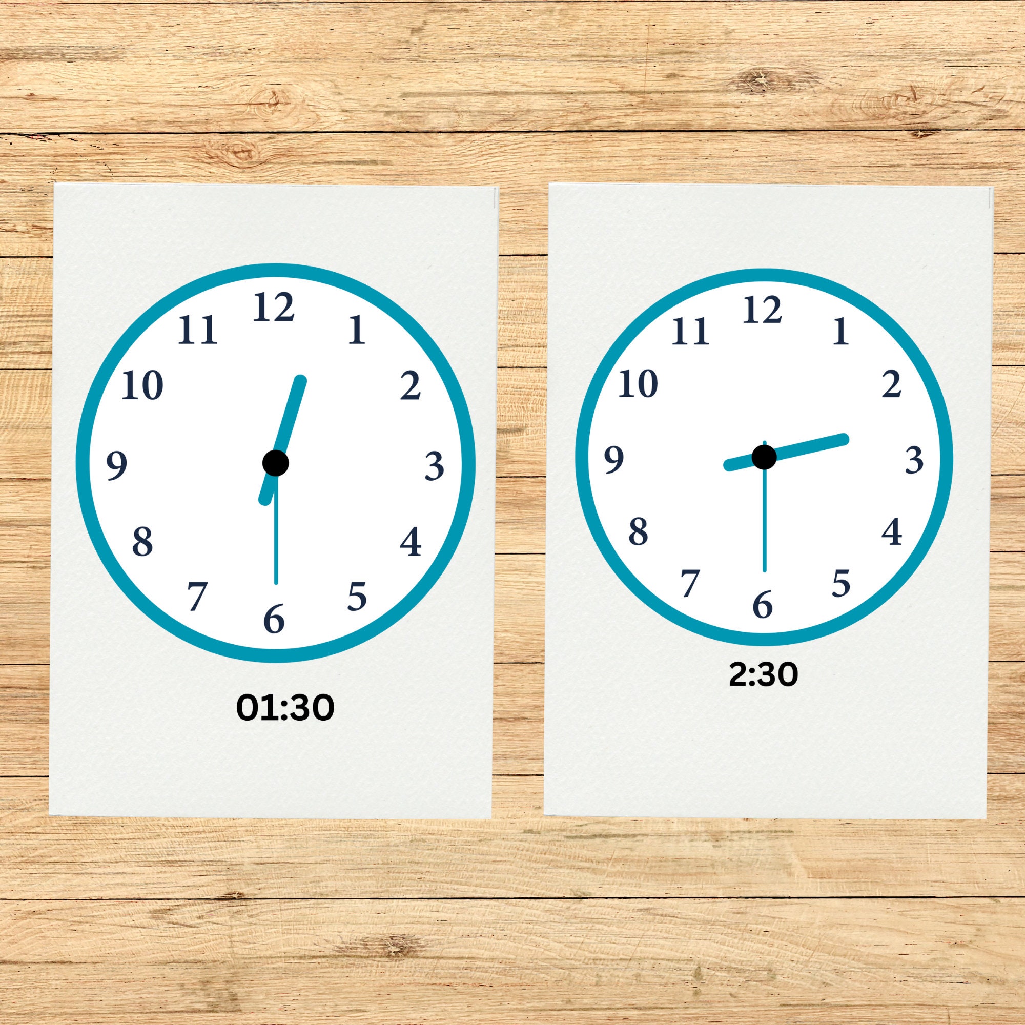Educational Printable Editable PDF Clock Hours Time Montessori Cards ...