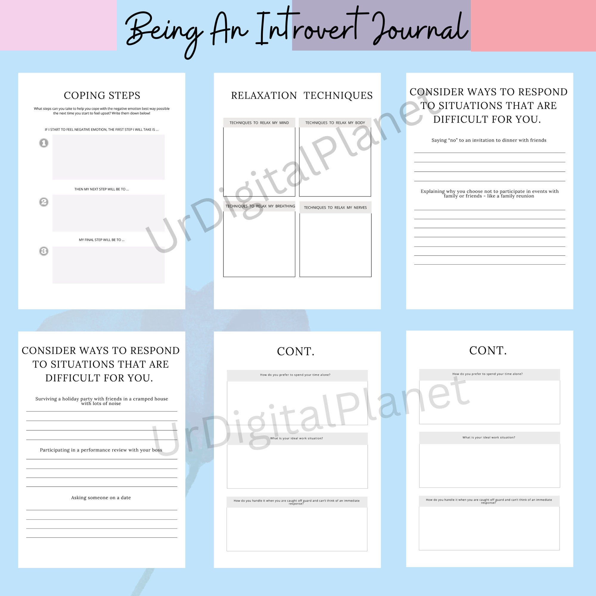 Introvert Journal Digital, Printable Introvert Journal, Self Care ...