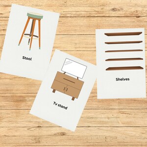 Editable Montessori Cards Furniture Flash Cards Nomenclature Flashcards ...