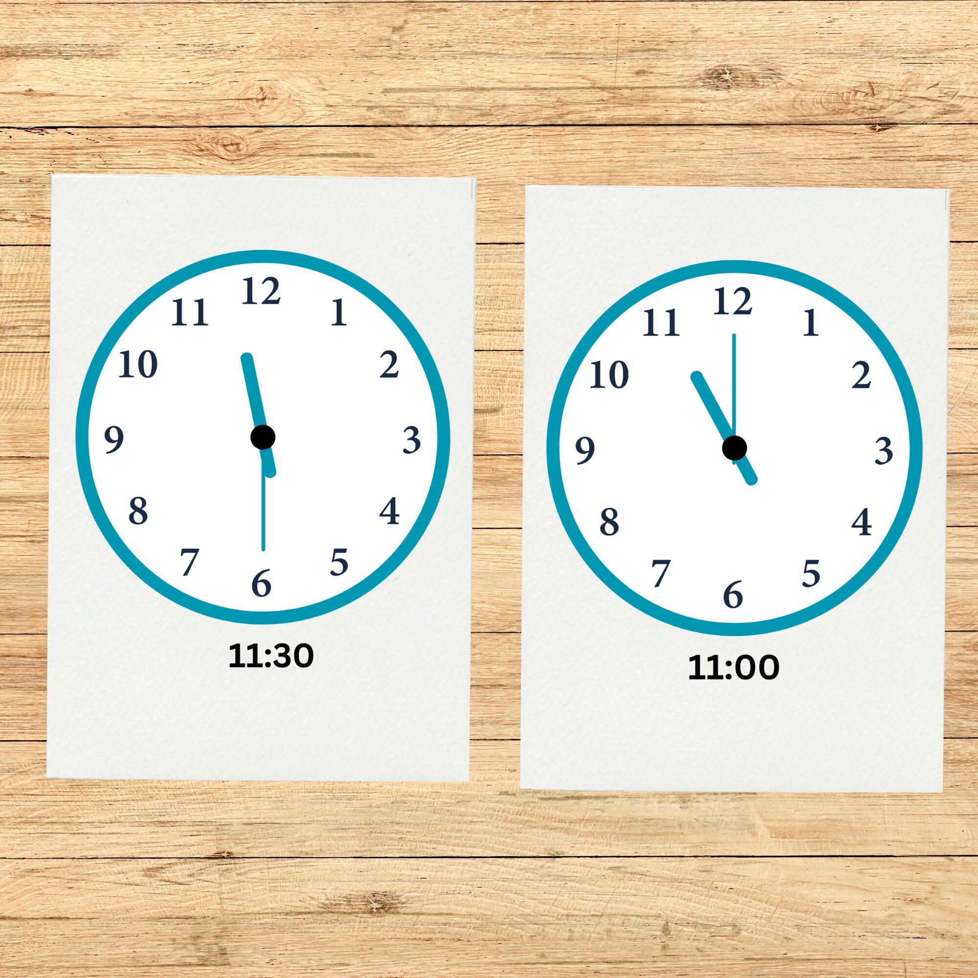 Educational Printable Editable PDF Clock Hours Time Montessori Cards ...