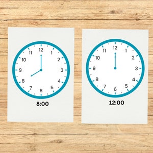 Educational Printable Editable PDF Clock Hours Time Montessori Cards ...