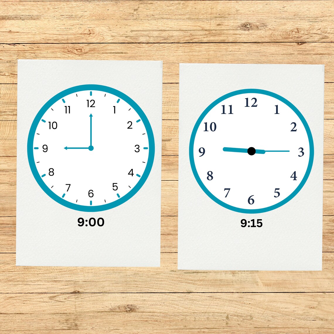 Educational Printable Editable PDF Clock Hours Time Montessori Cards ...