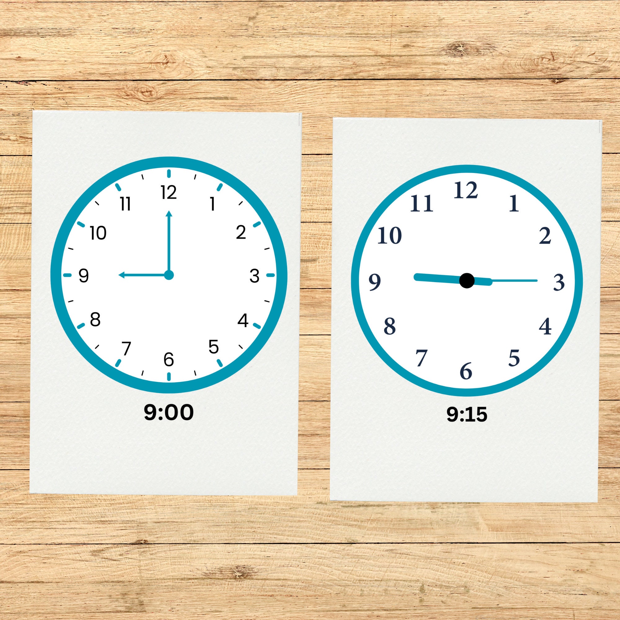 Educational Printable Editable PDF Clock Hours Time Montessori Cards ...
