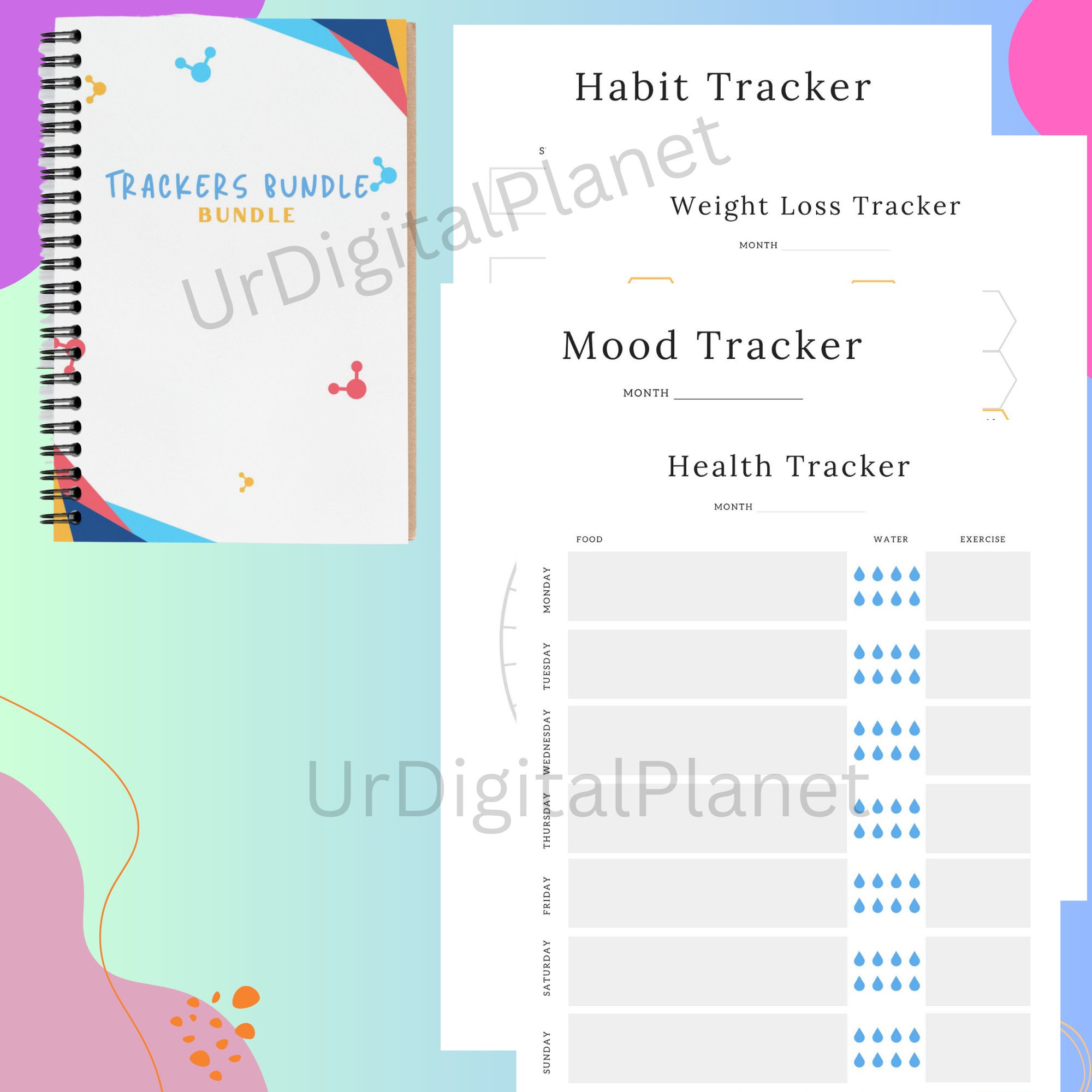 Trackers Bundle Digital, Printable Trackers Template, Different ...