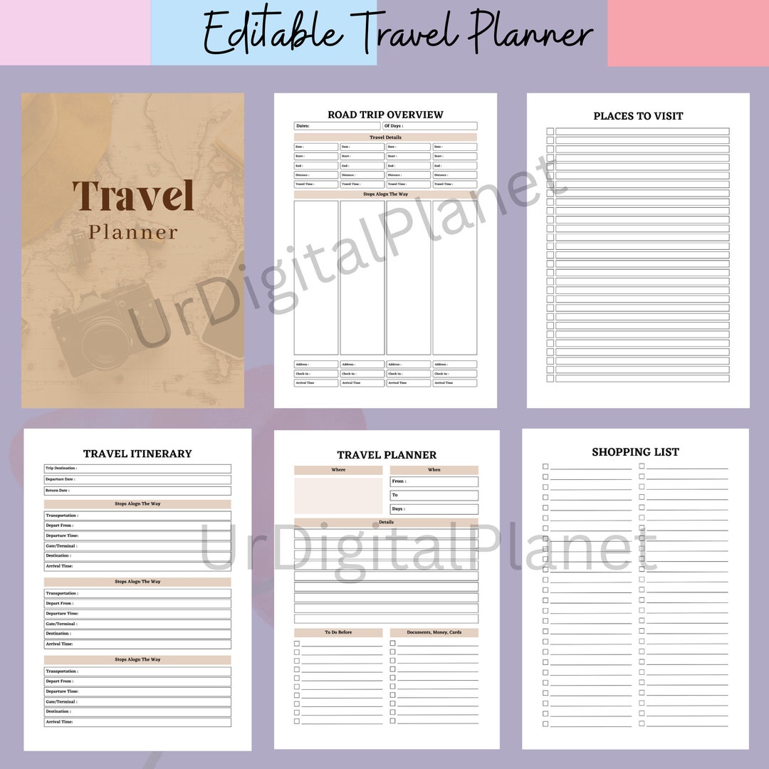 Travel Planner Digital Printable Travel Planner Digital Holiday
