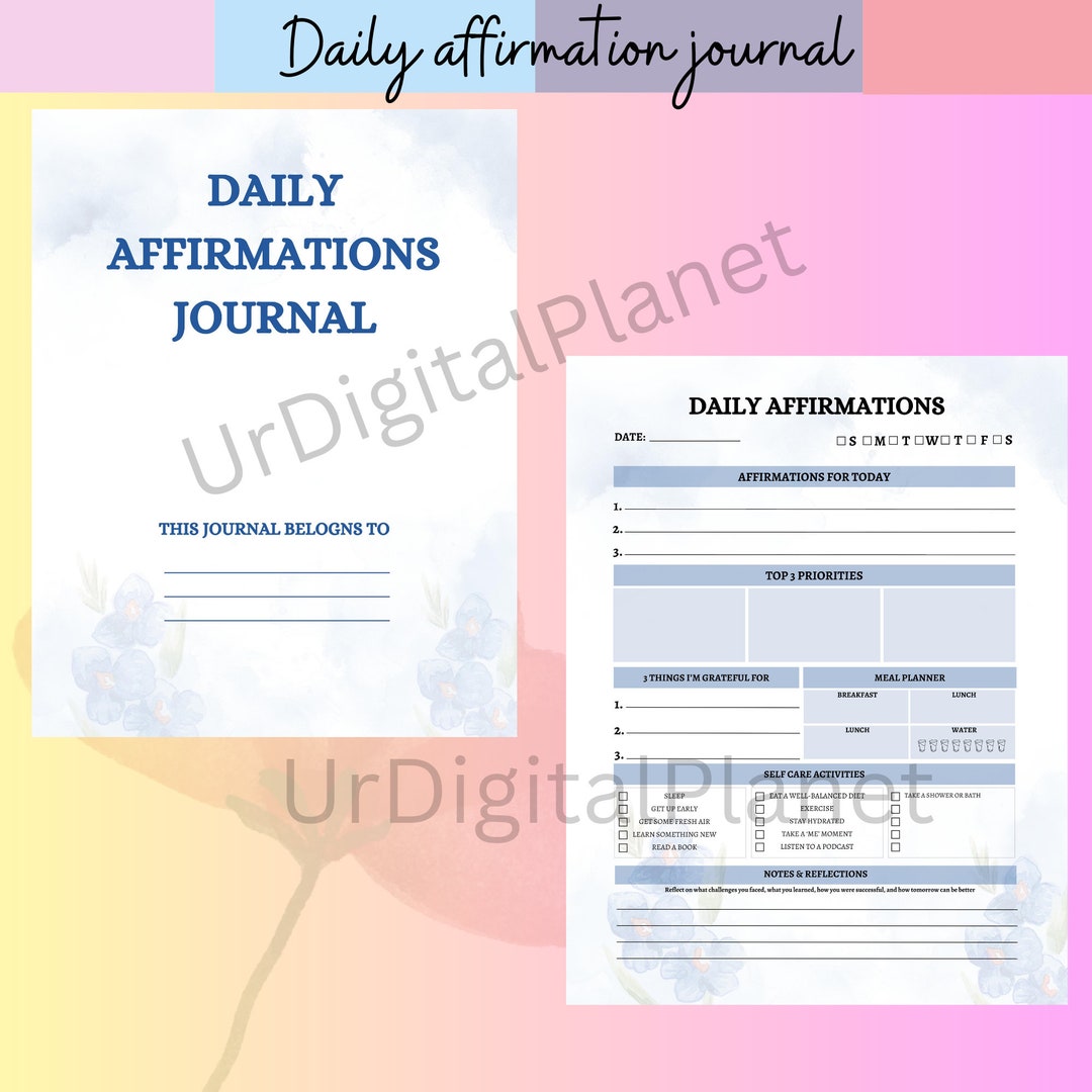 Digital Daily Affirmation Journal, Printable Daily Journal, Goodnotes ...