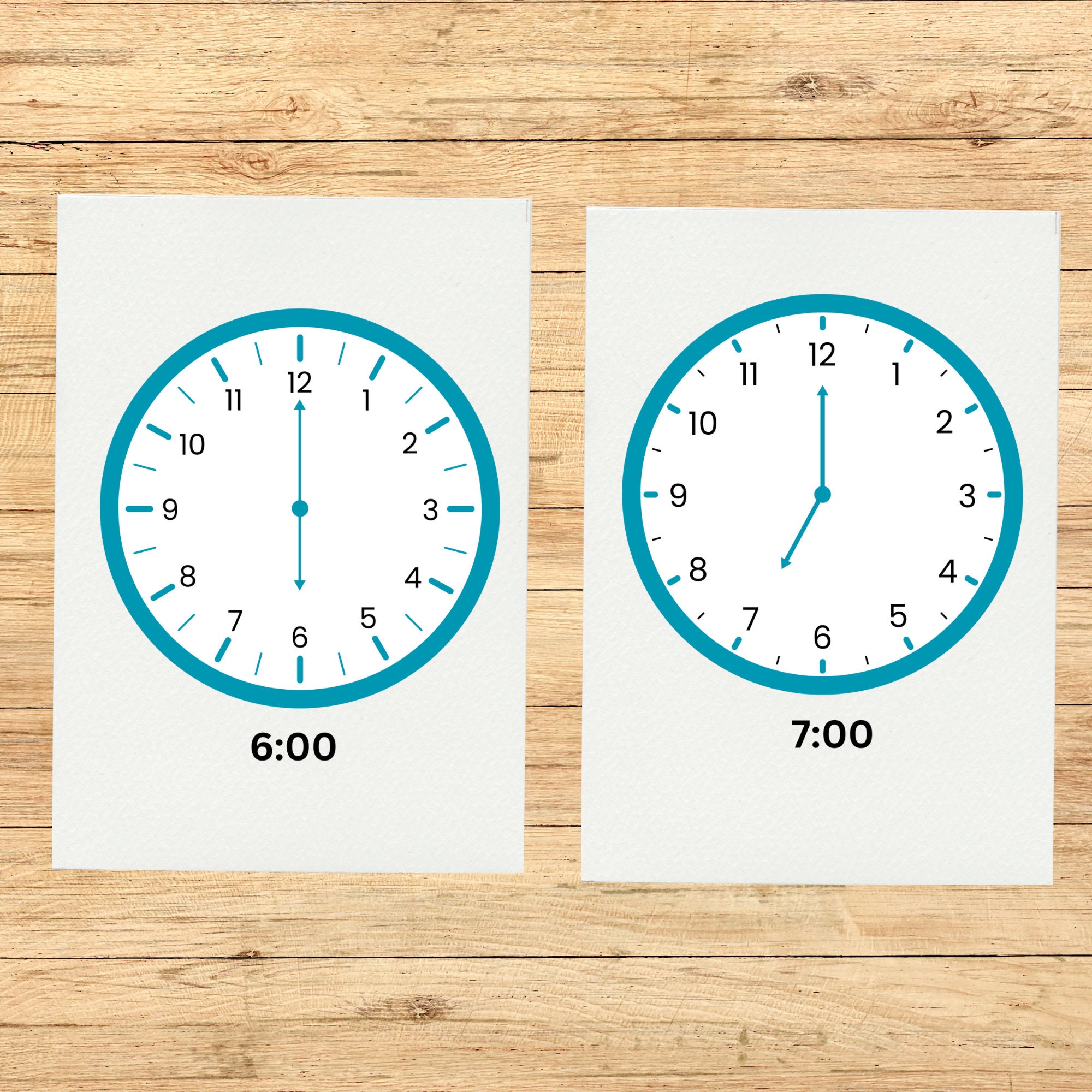 Educational Printable Editable PDF Clock Hours Time Montessori Cards ...