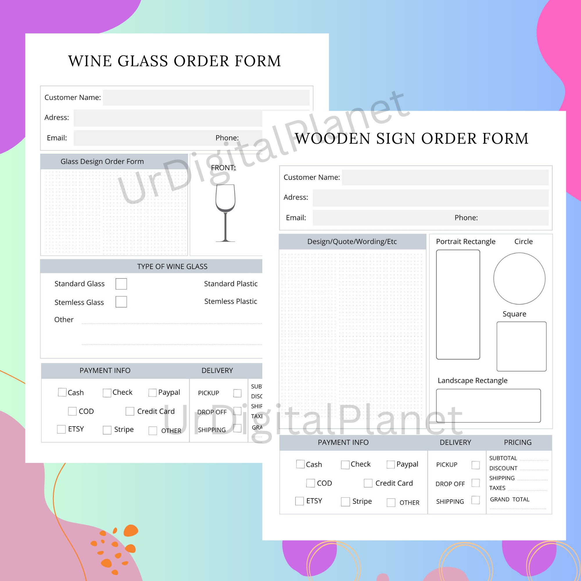 Printable Order Forms Bundle, Editable Order Forms Template - Etsy