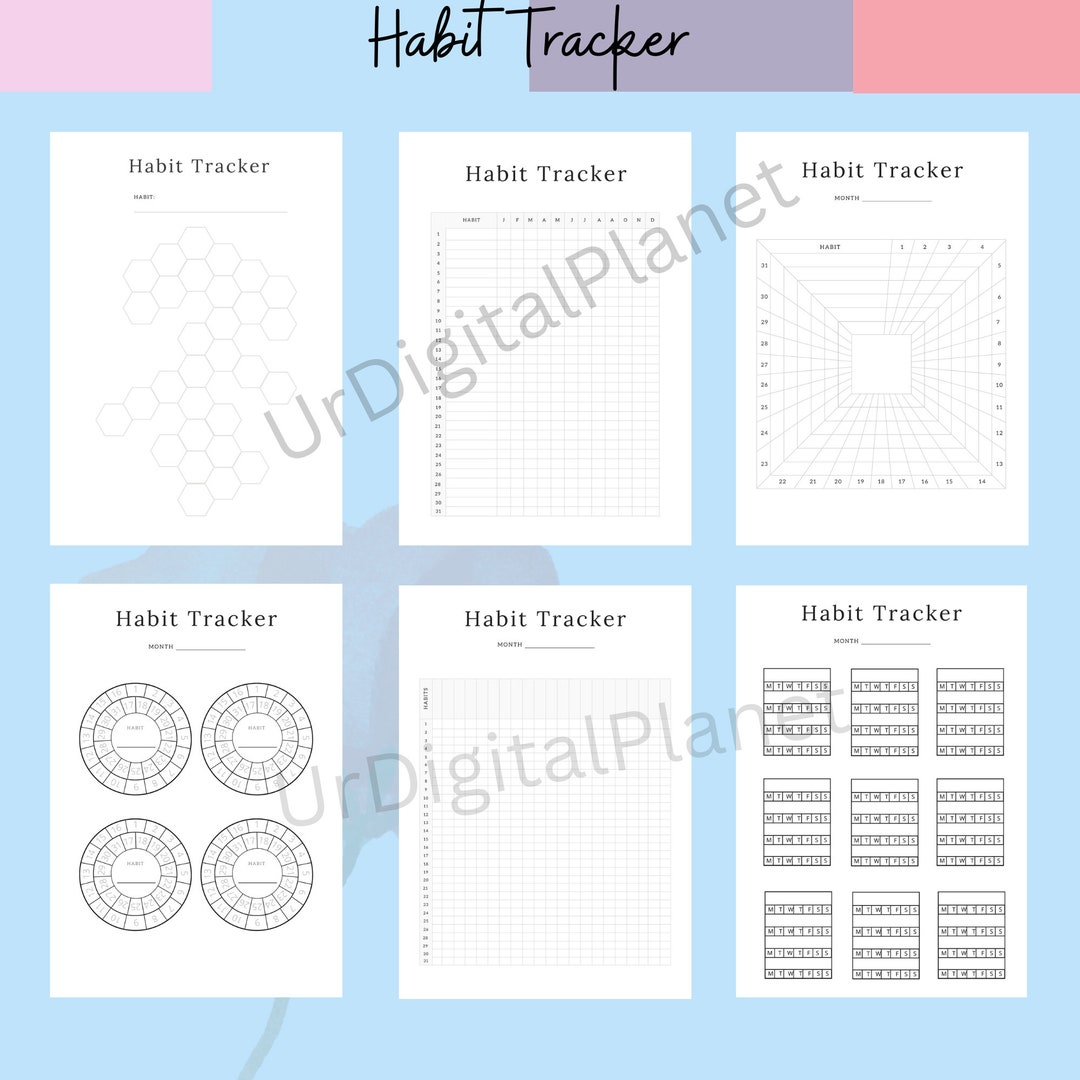 Habit Tracker Digital, Downloadable Habit Tracker PNG, Motivation ...