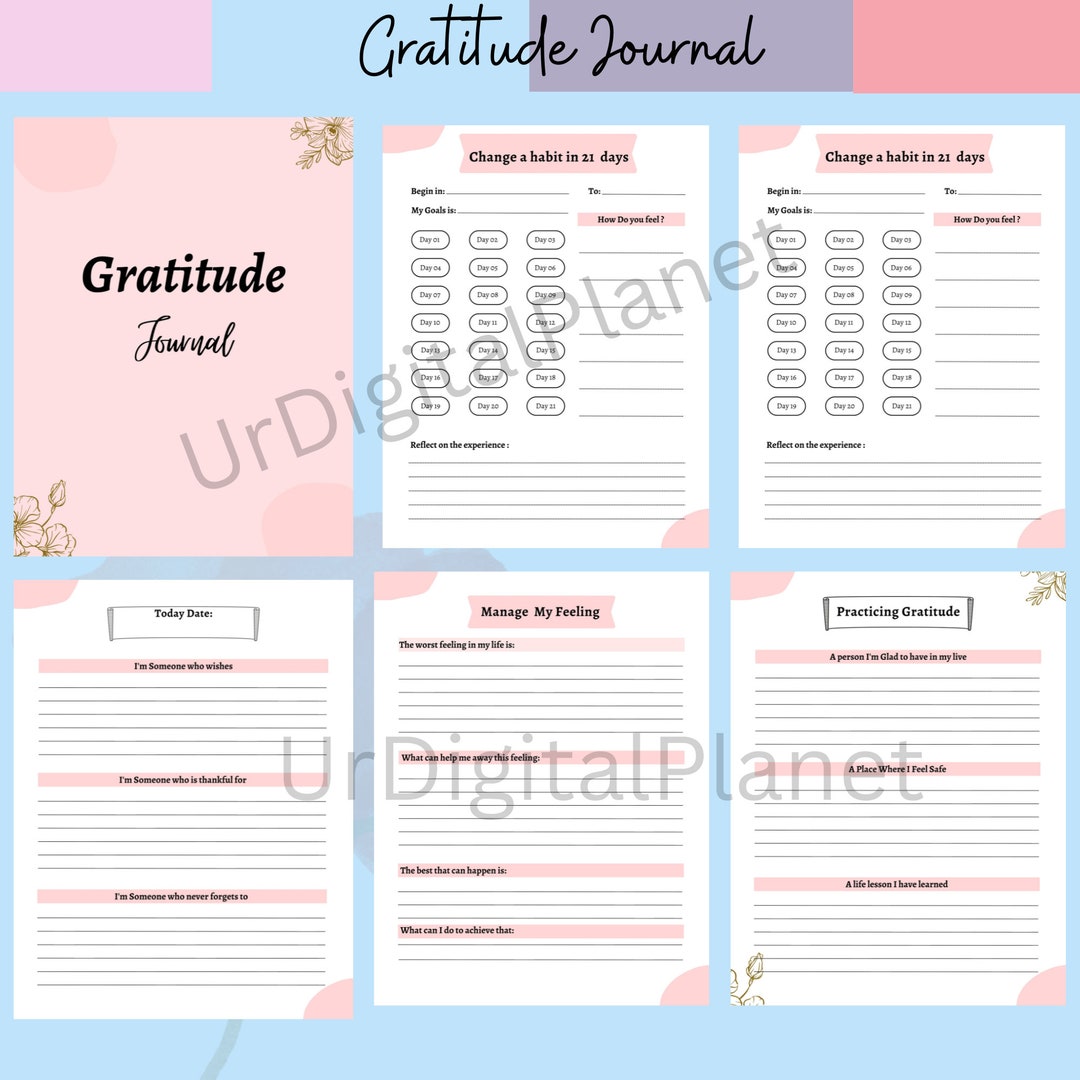Gratitude Journal Printable, Self-care Journal (PDF Download) - Etsy ...