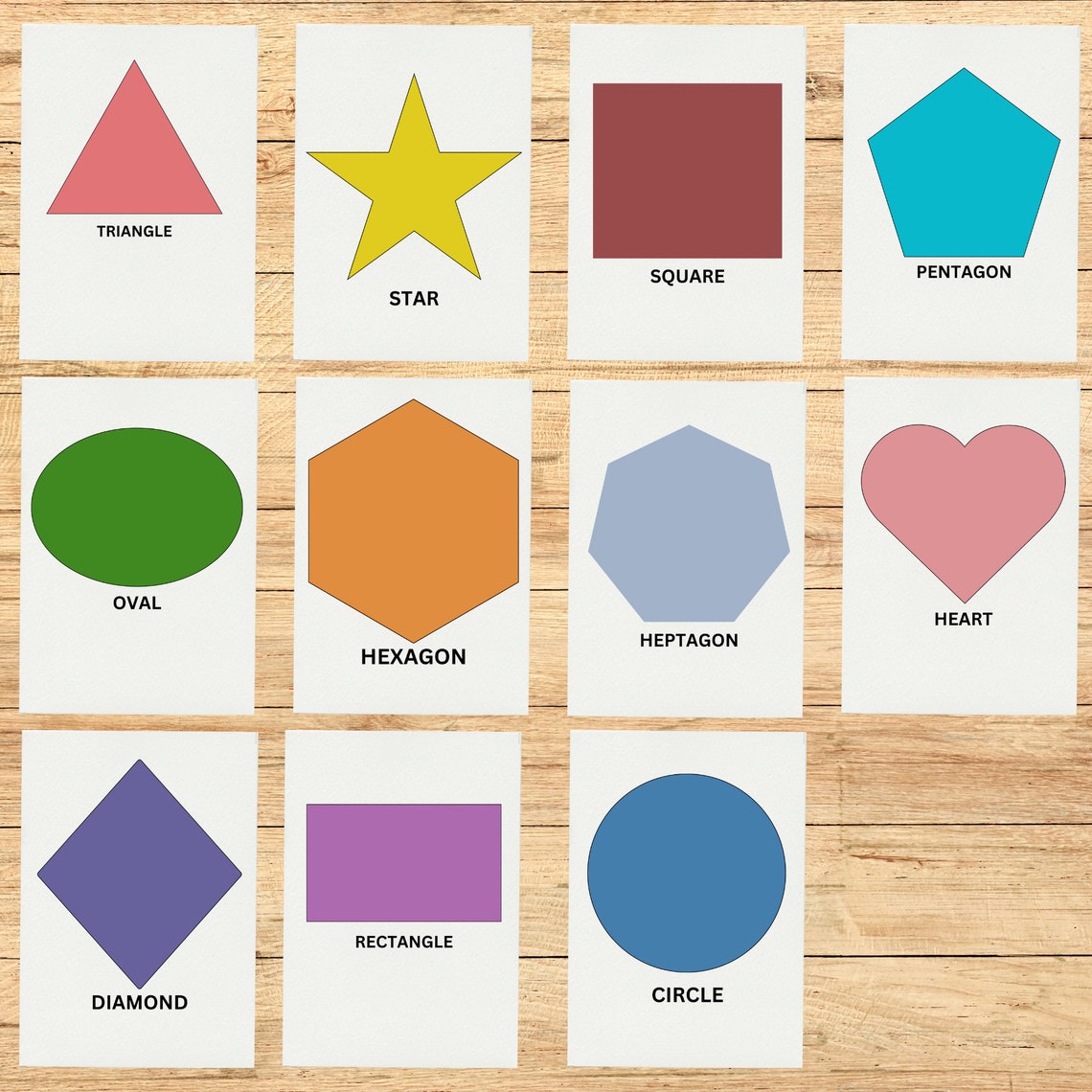 13 Shape Flash Cards, Geometric Shapes, Preschool Montessori Materials ...
