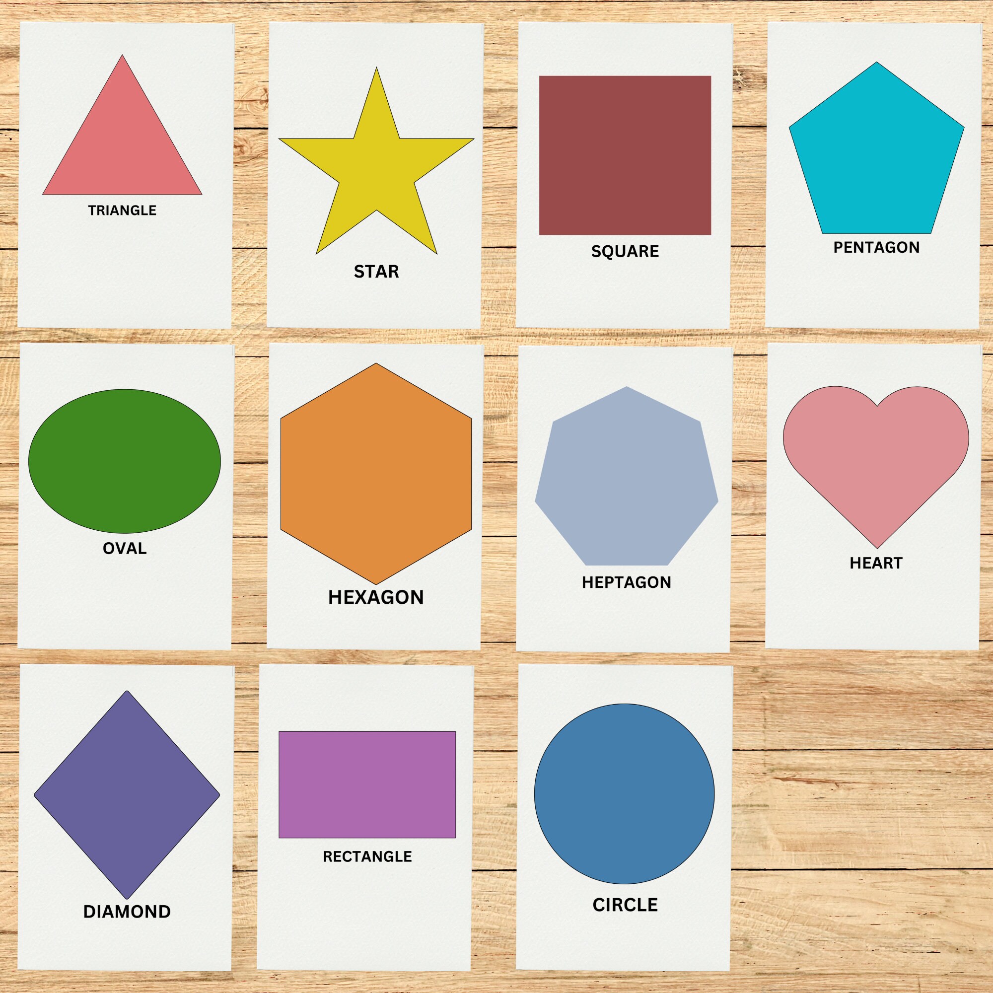 13 Shape Flash Cards, Geometric Shapes, Preschool Montessori Materials ...