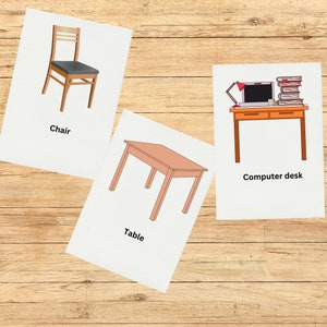 Editable Montessori Cards Furniture Flash Cards Nomenclature Flashcards ...