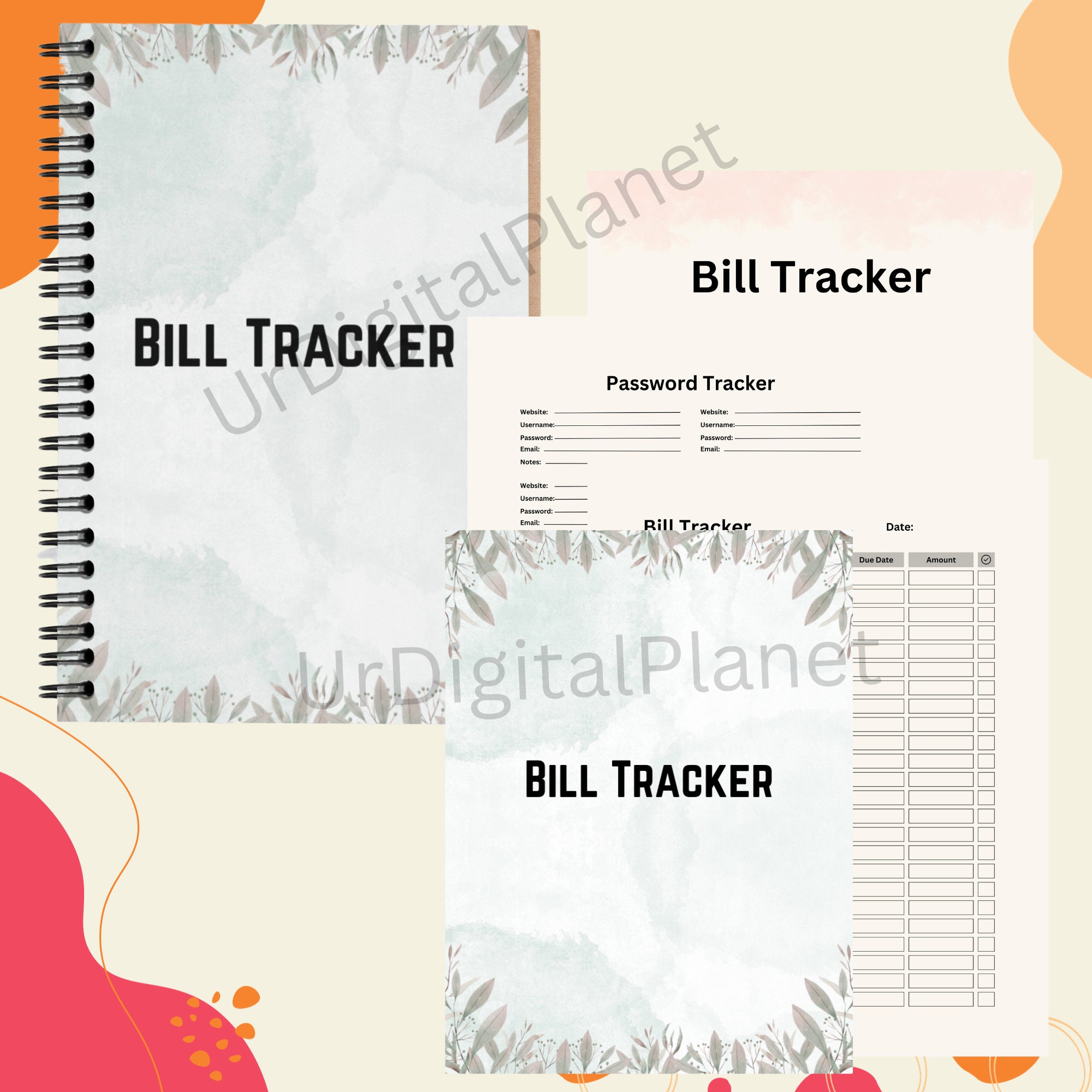 Bill Tracker Digital, Bill Planner Printable, Expense Tracker PNG - Etsy