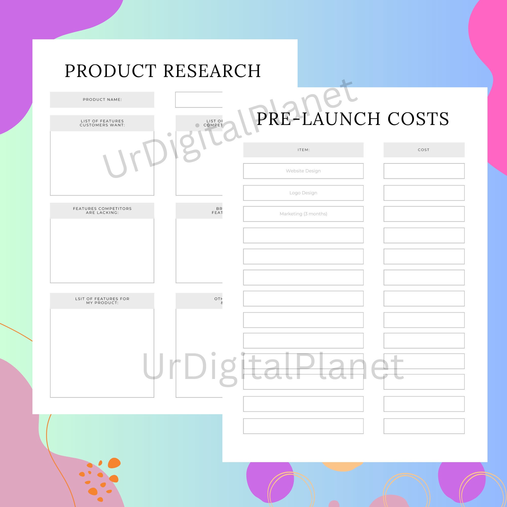 Product Launch Planner Digital, Promotion Launch Planner, Product ...