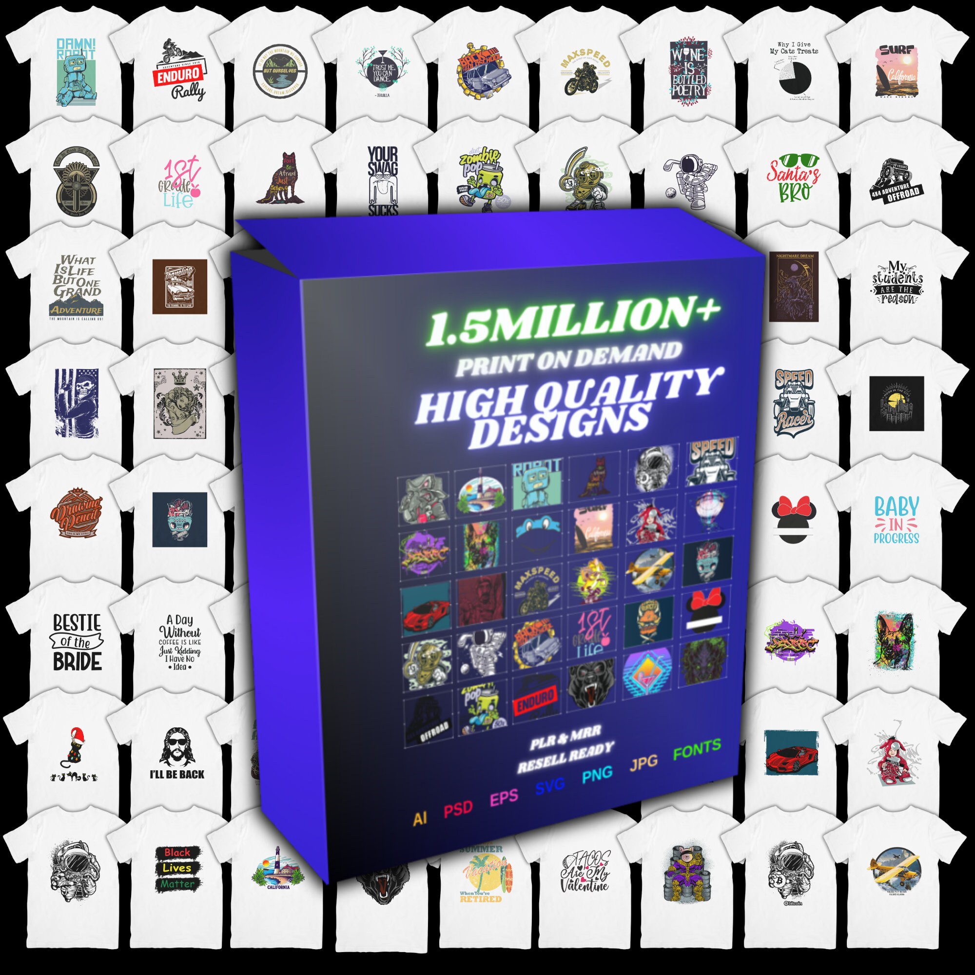 1.5 Million Print on Demand Designs With Resell Rights PLR & MRR| 330 ...