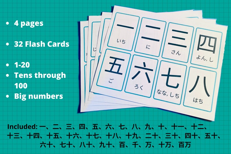 Japanese Number Flash Cards- Printable PDF - Etsy