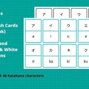 Japanese Katakana Flash Cards- Printable PDF - Etsy
