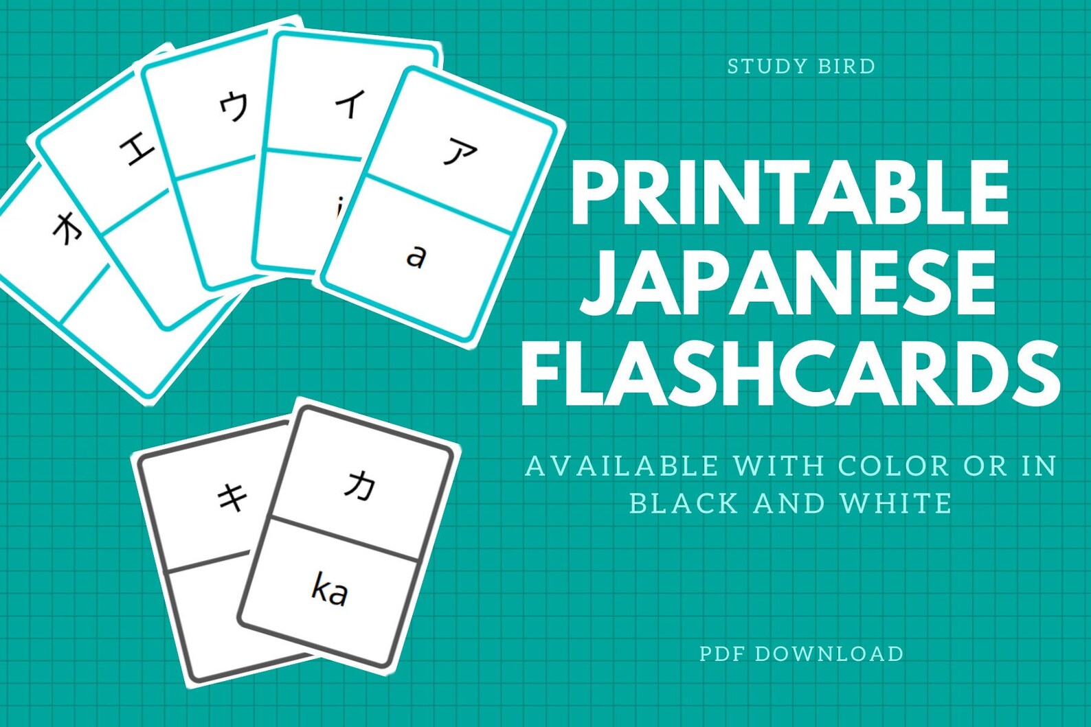 Japanese Katakana Flash Cards- Printable PDF - Etsy